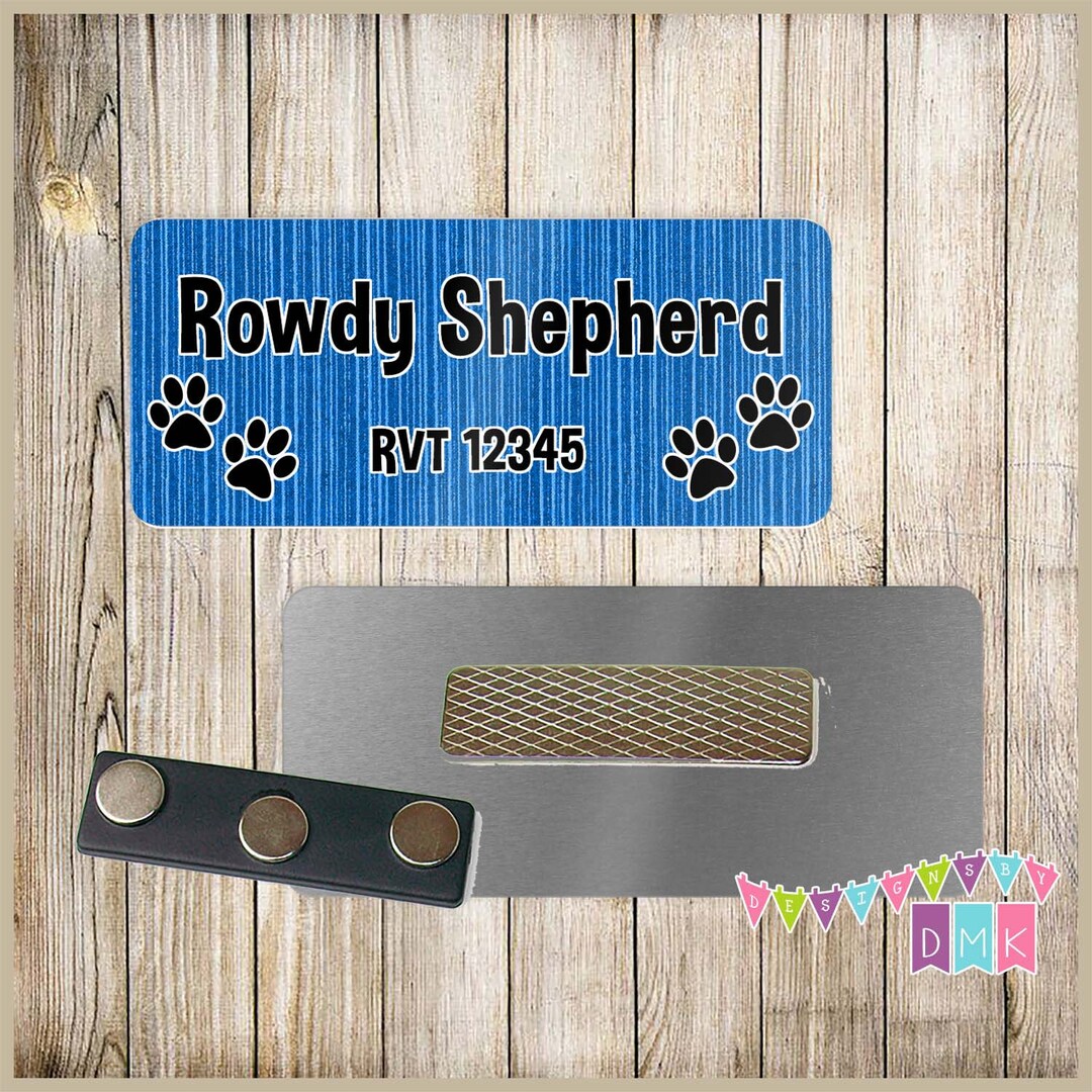 Paw Prints - Blue Stripe - PERSONALIZED With License # - Custom Name ...