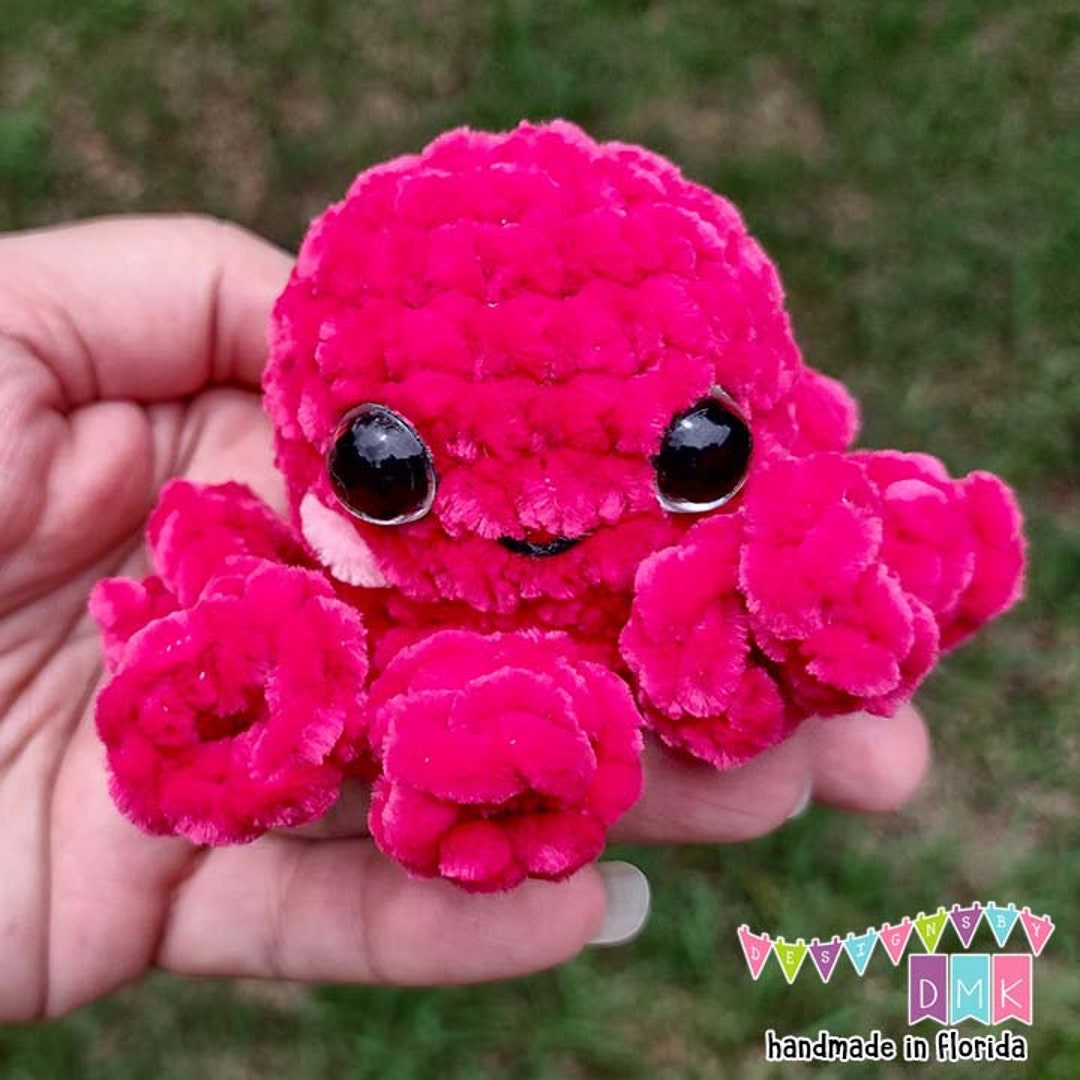 Cute Lil Leggy Octo - Mini - Chenille - Handmade Crocheted - Hot Pink ...