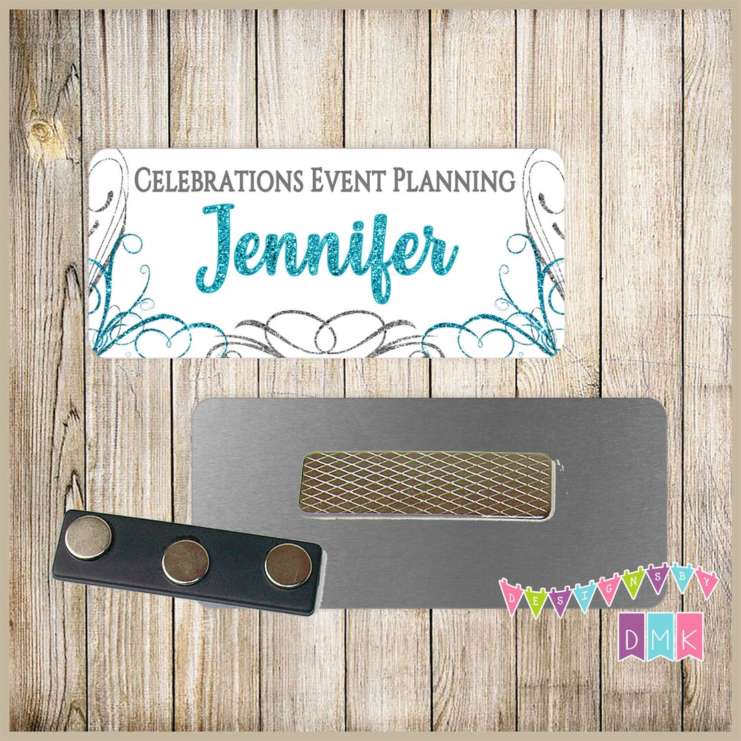 Faux Glitter Swirls - Brite Blue & Silver - White - PERSONALIZED ...