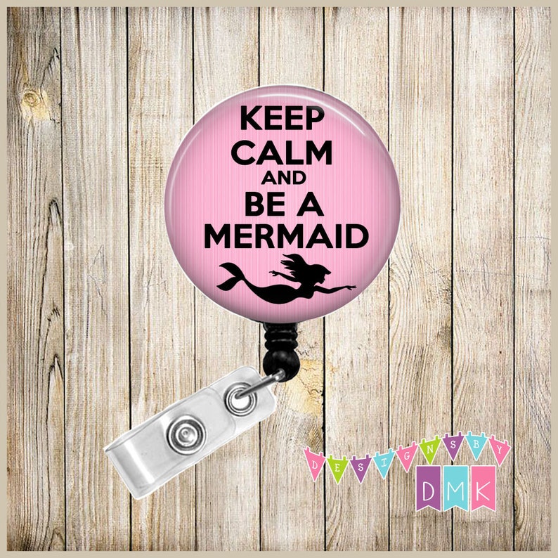 KEEP CALM and Be a Mermaid Pink Button Badge Reel | Etsy