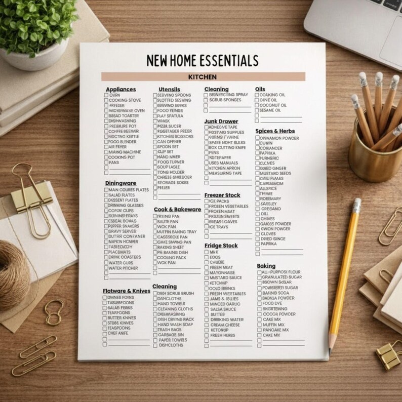 New Home Essentials Checklist Printable PDF, Moving Checklist, First ...