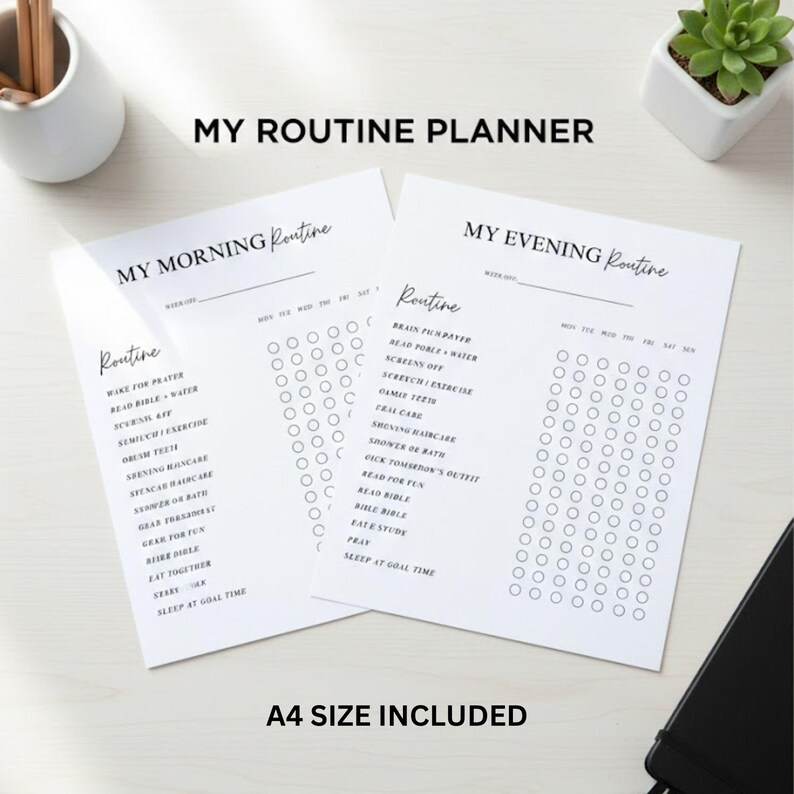 Daily Routine Planner Printable PDF, Editable Schedule Template ...
