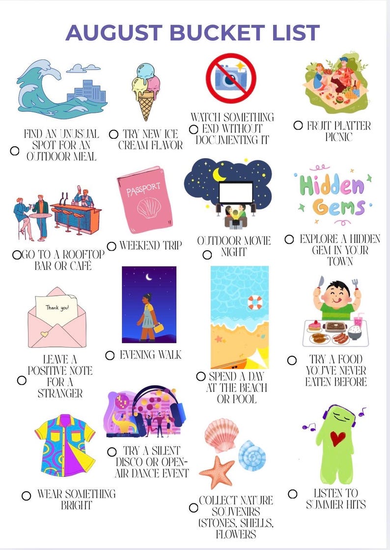 2026 Bucket List - August Birthday Edition - Etsy