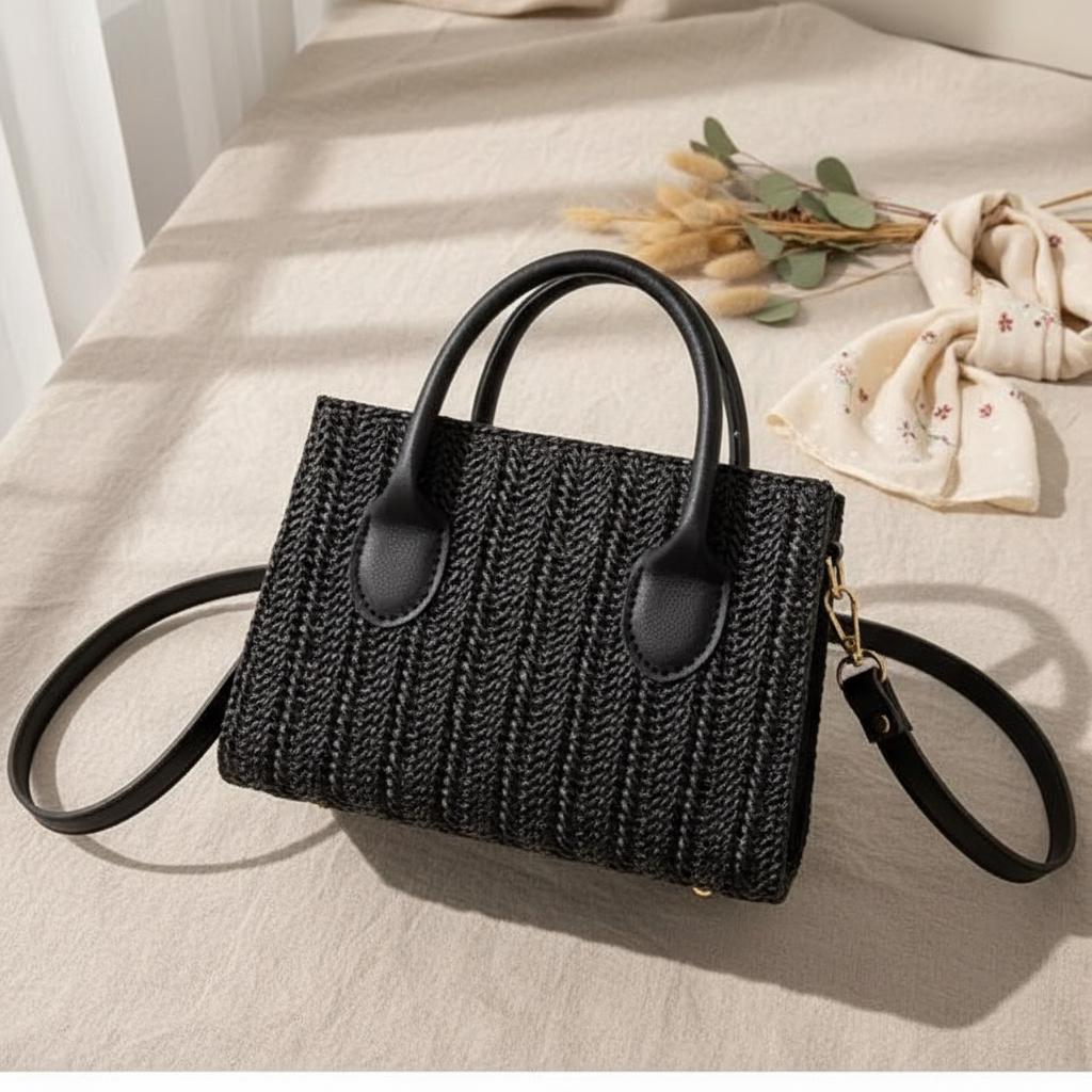 Women’s Woven Grass Crossbody Bag, Summer Net Shoulder Handbag ...