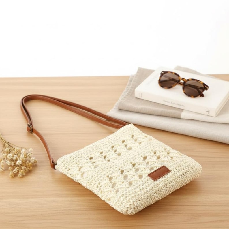Paper Straw Crossbody Bag, Solid Color Shoulder Messenger Bag for Women ...