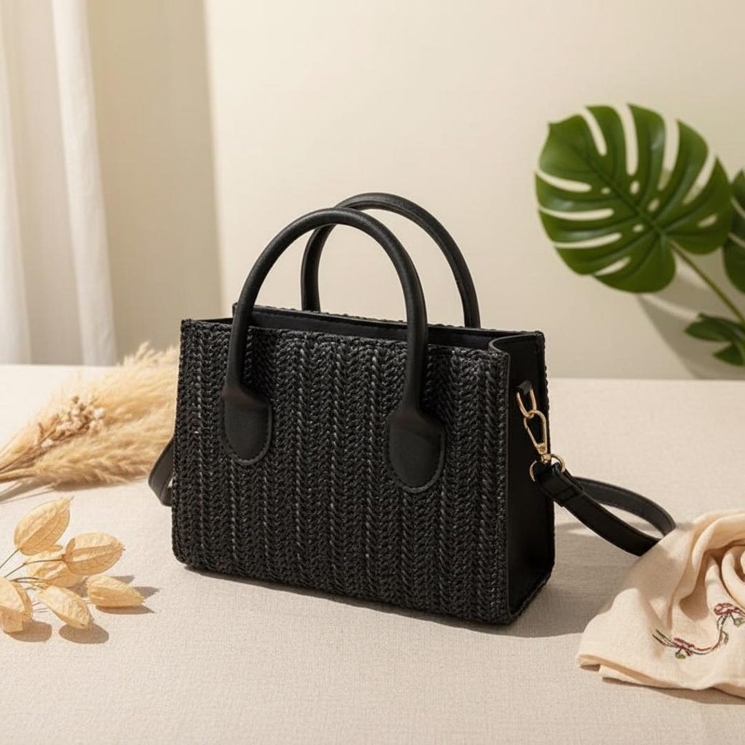Women’s Woven Grass Crossbody Bag, Summer Net Shoulder Handbag ...