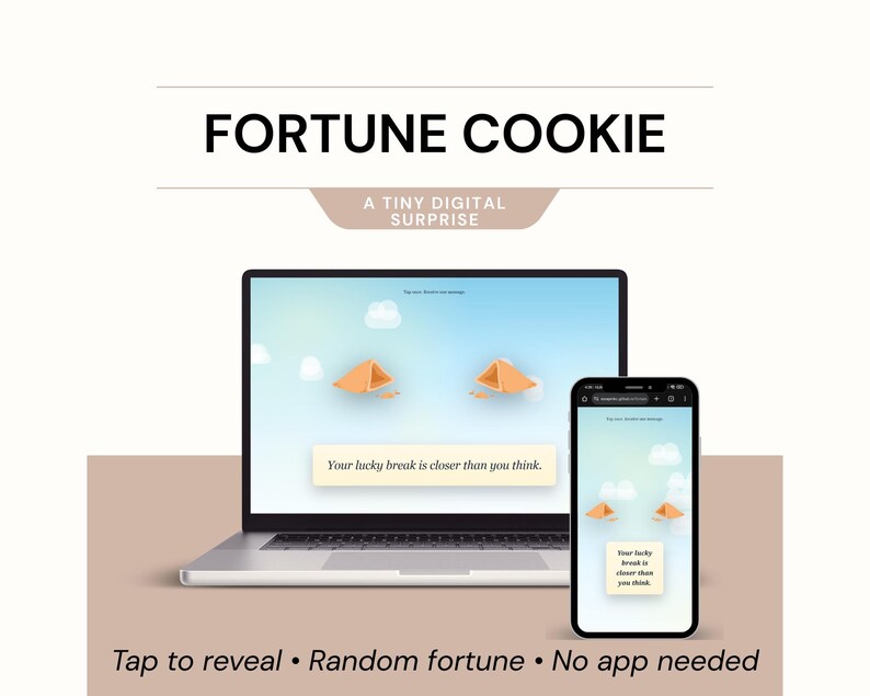 Fortune Cookie Link Gift, Open & Reveal Message, Digital Surprise ...