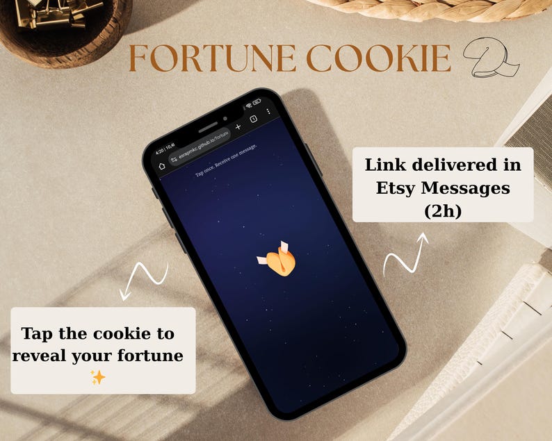 Fortune Cookie Link Gift, Open & Reveal Message, Digital Surprise ...