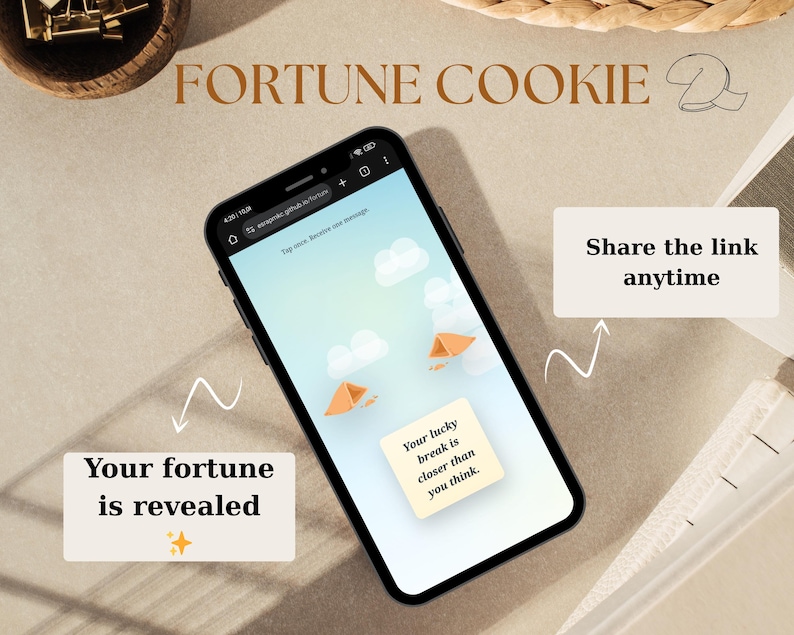 Fortune Cookie Link Gift, Open & Reveal Message, Digital Surprise ...
