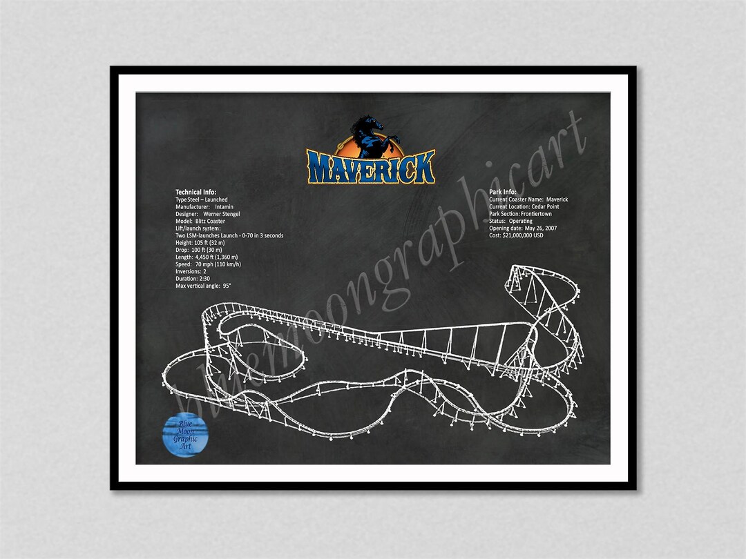 Maverick Roller Coaster Drawing, Cedar Point Roller Coaster, Maverick ...