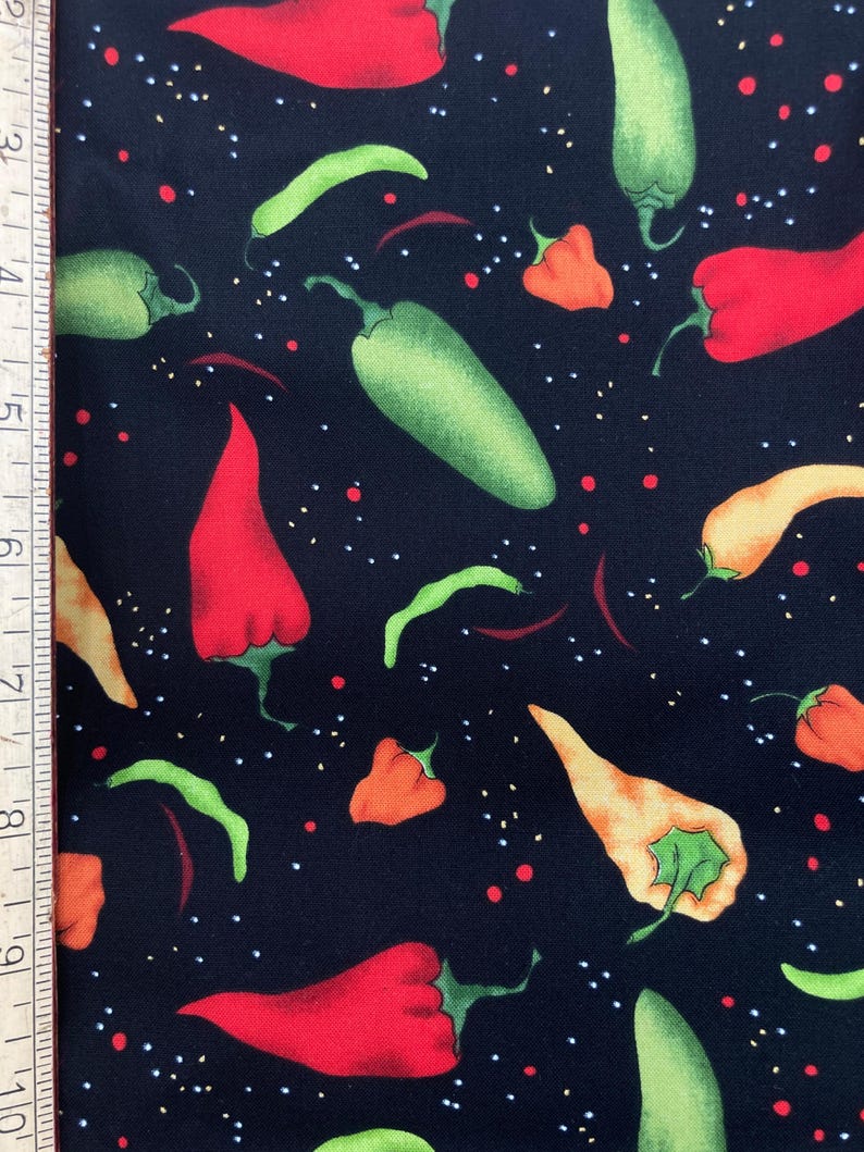 Hot Pepper Cotton Fabric by the Yard: Jalapeno, Habanero Print - Etsy