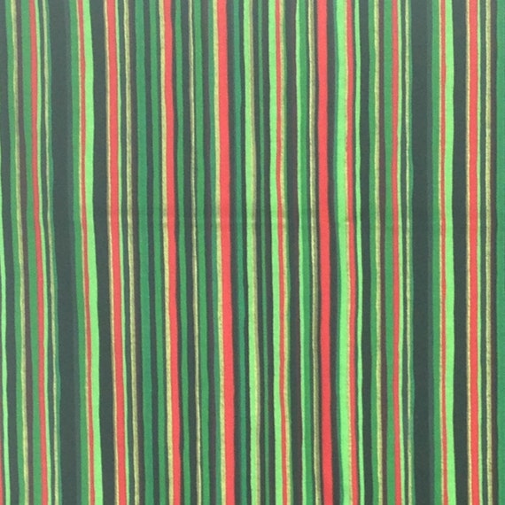 Green and Red Striped Fabric by the yard / Christmas Fabric / | Etsy