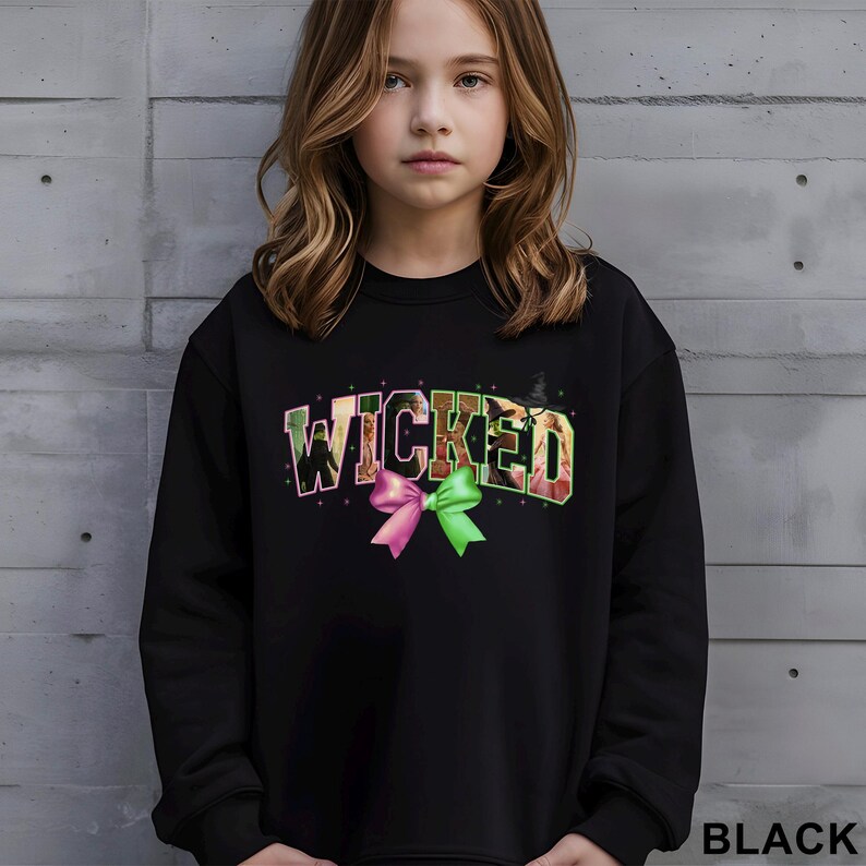 Wicked the Movie Coquette Sweatshirt, Wicked Broomstick, Pink Goes Good ...