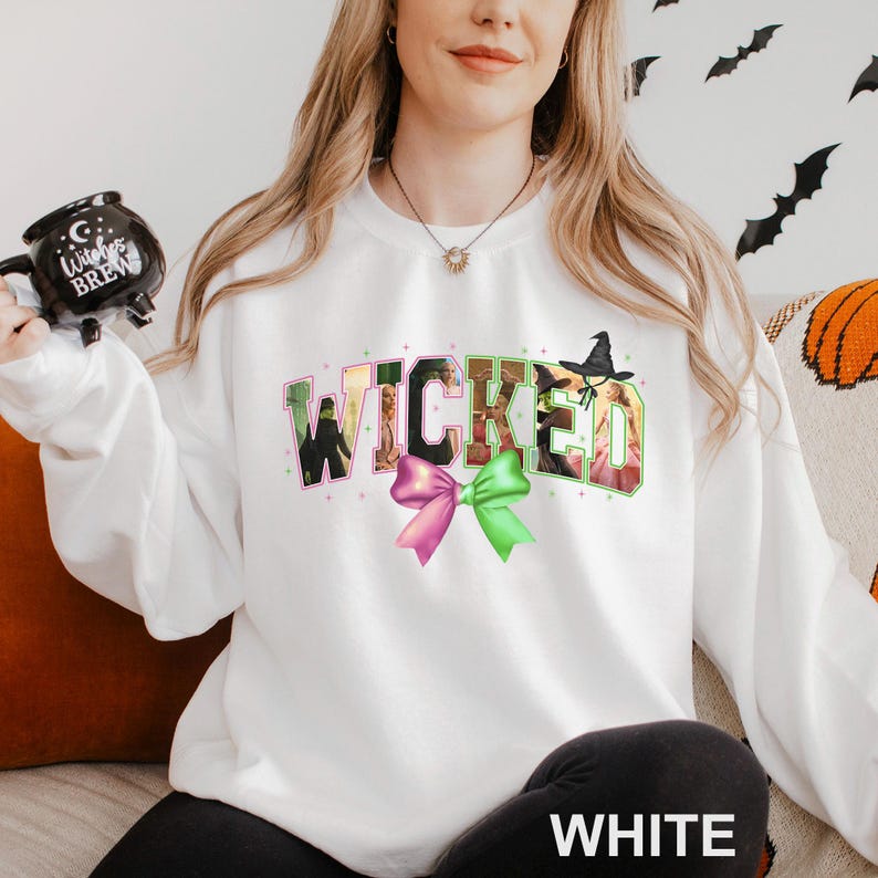 Wicked the Movie Coquette Sweatshirt, Wicked Broomstick, Pink Goes Good ...