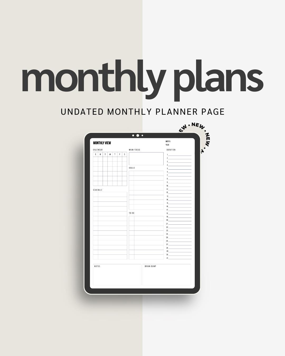Minimal Undated Monthly Planner | Goal Setting (A4, US Letter) (digital ...