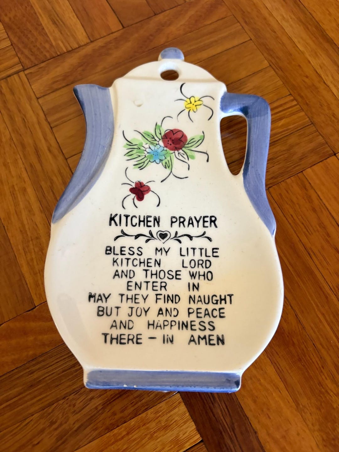 Vintage Teapot Shaped Kitchen Prayer Spoon Rest | Ceramic Teapot Spoon ...