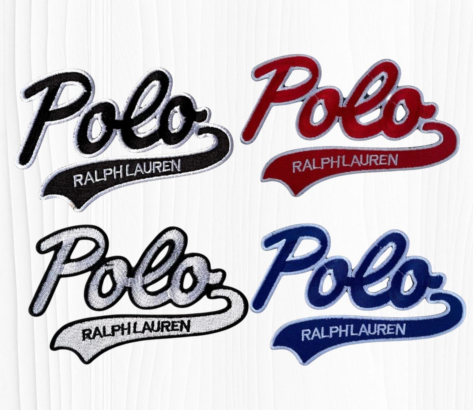 Polo Ralph Lauren Embroidered Word Patch – Pack of 4 (blue, Red, White ...