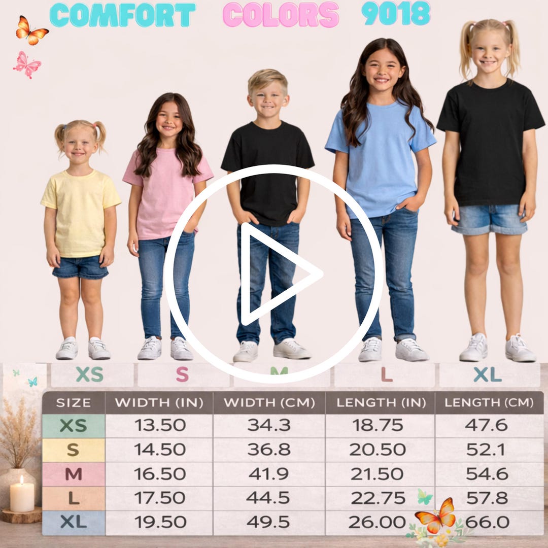 Comfort Colors 9018 Youth Size Chart Video (digital Download) - Etsy