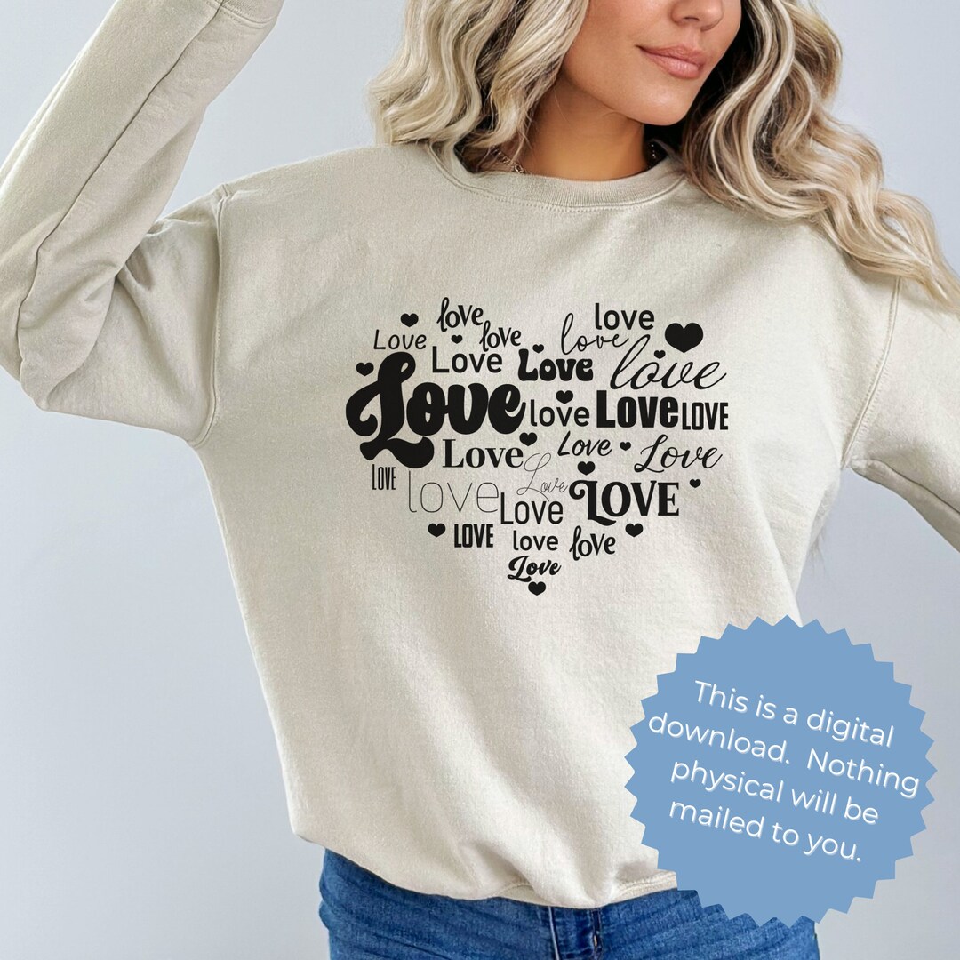 Love Heart SVG Love in Different Fonts in a Heart Shape Instant ...