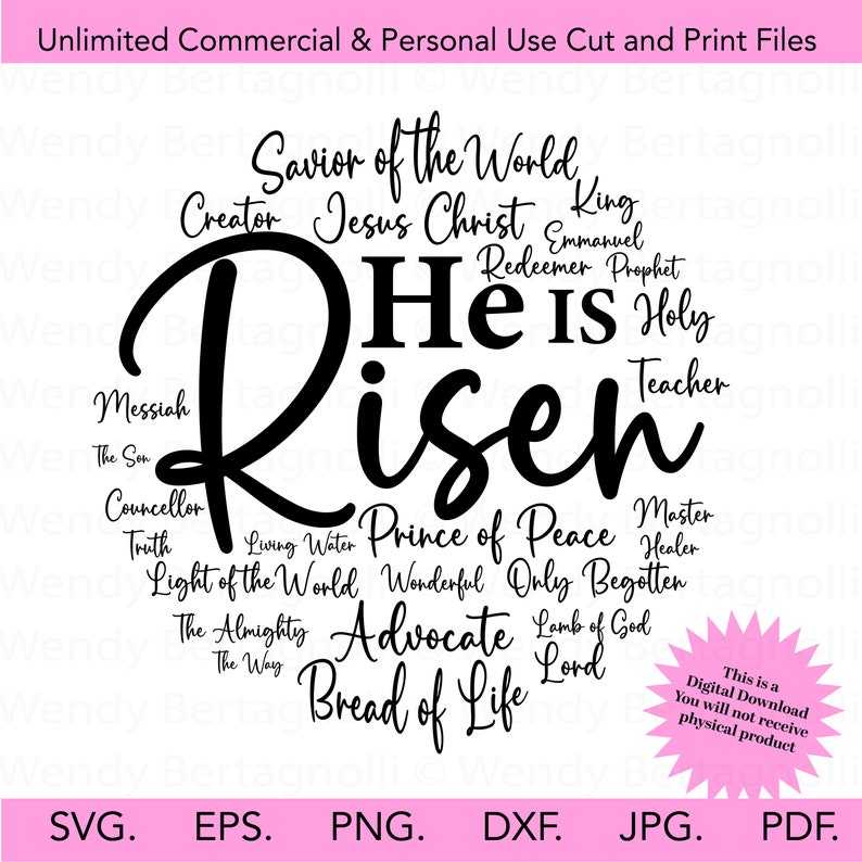 He is Risen Svg, Instant Download Svg, Silhouette, Cricut, Religious ...