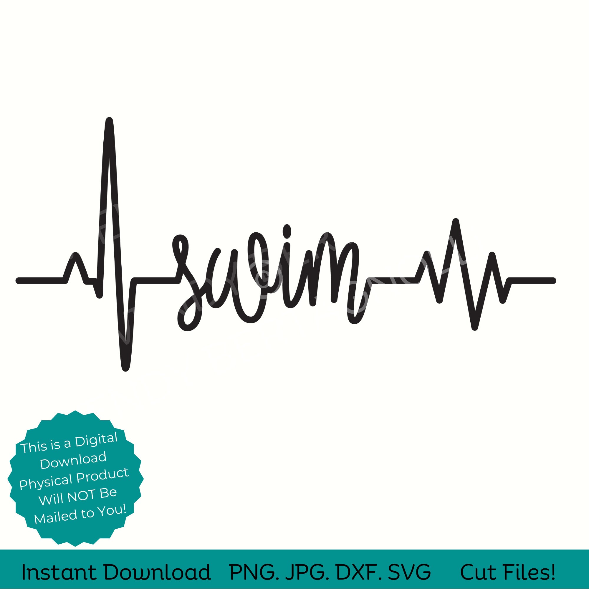 Swim SVG Heartbeat Swim Sports Mom Sports Dad EKG Swim Png Svg Print ...