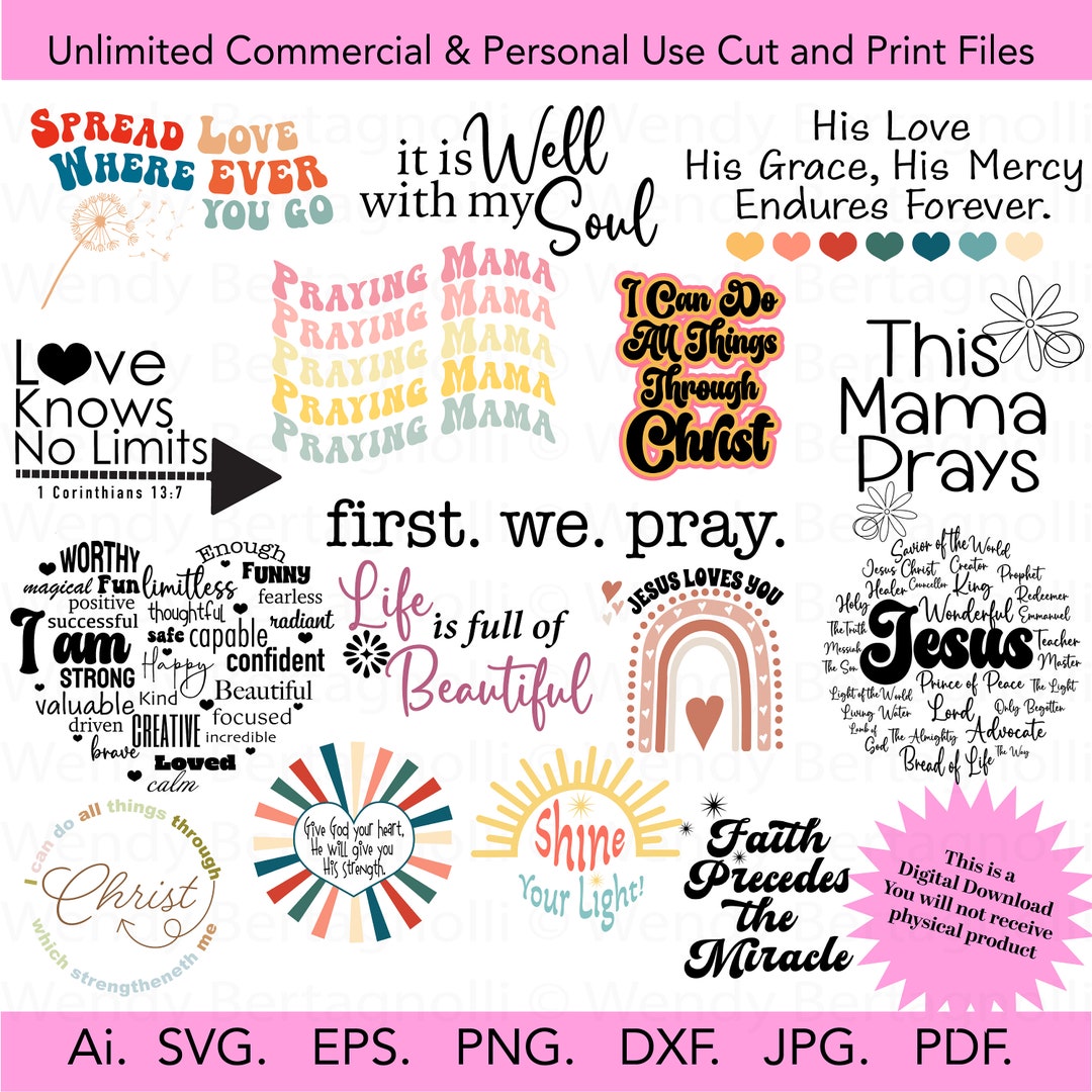 16 Christian Phrases and Designs for SVG, Png, and More. Cut Files for ...