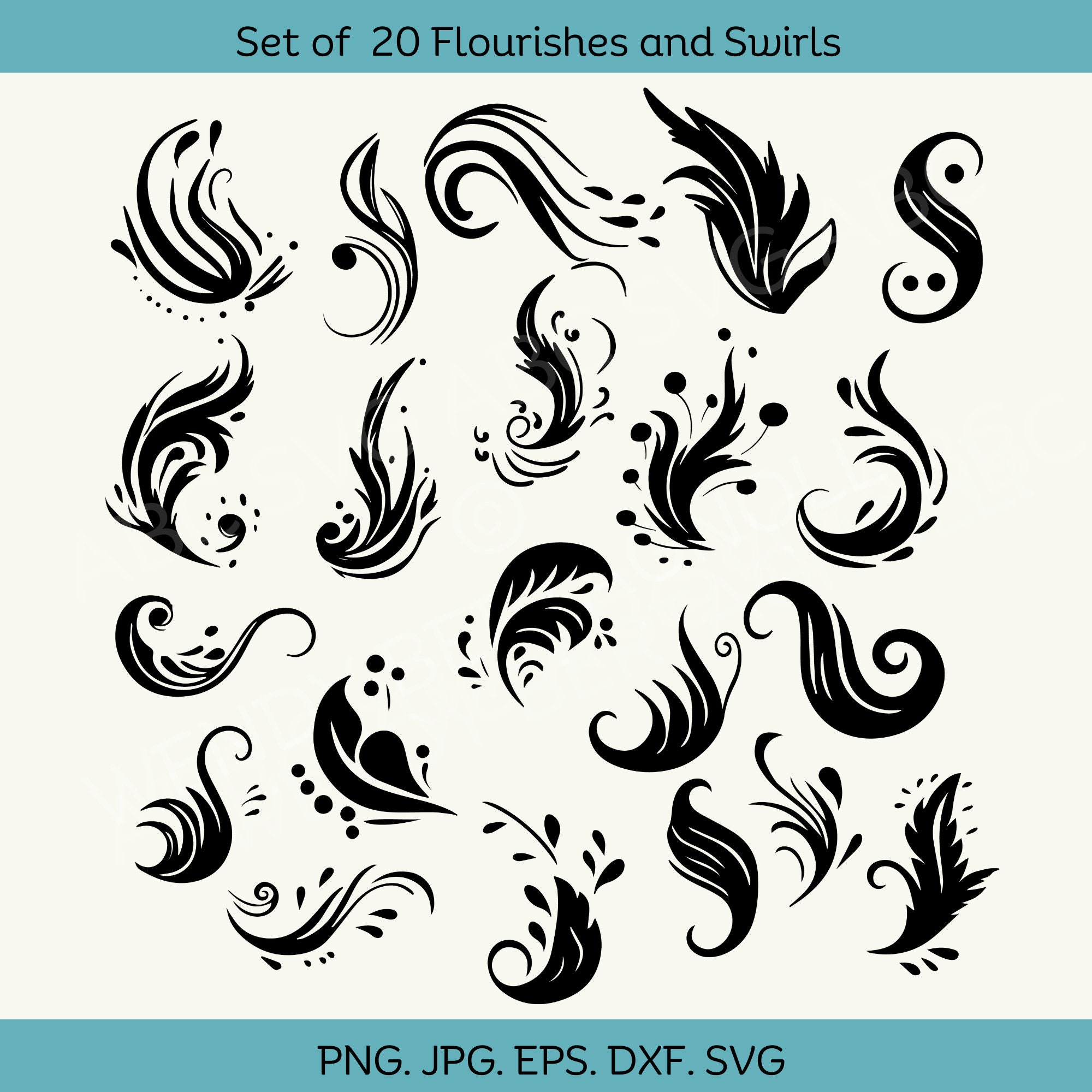 Swirls and Flourish Svg Clip Art Digital Cut Files Pack of 20 Swish ...