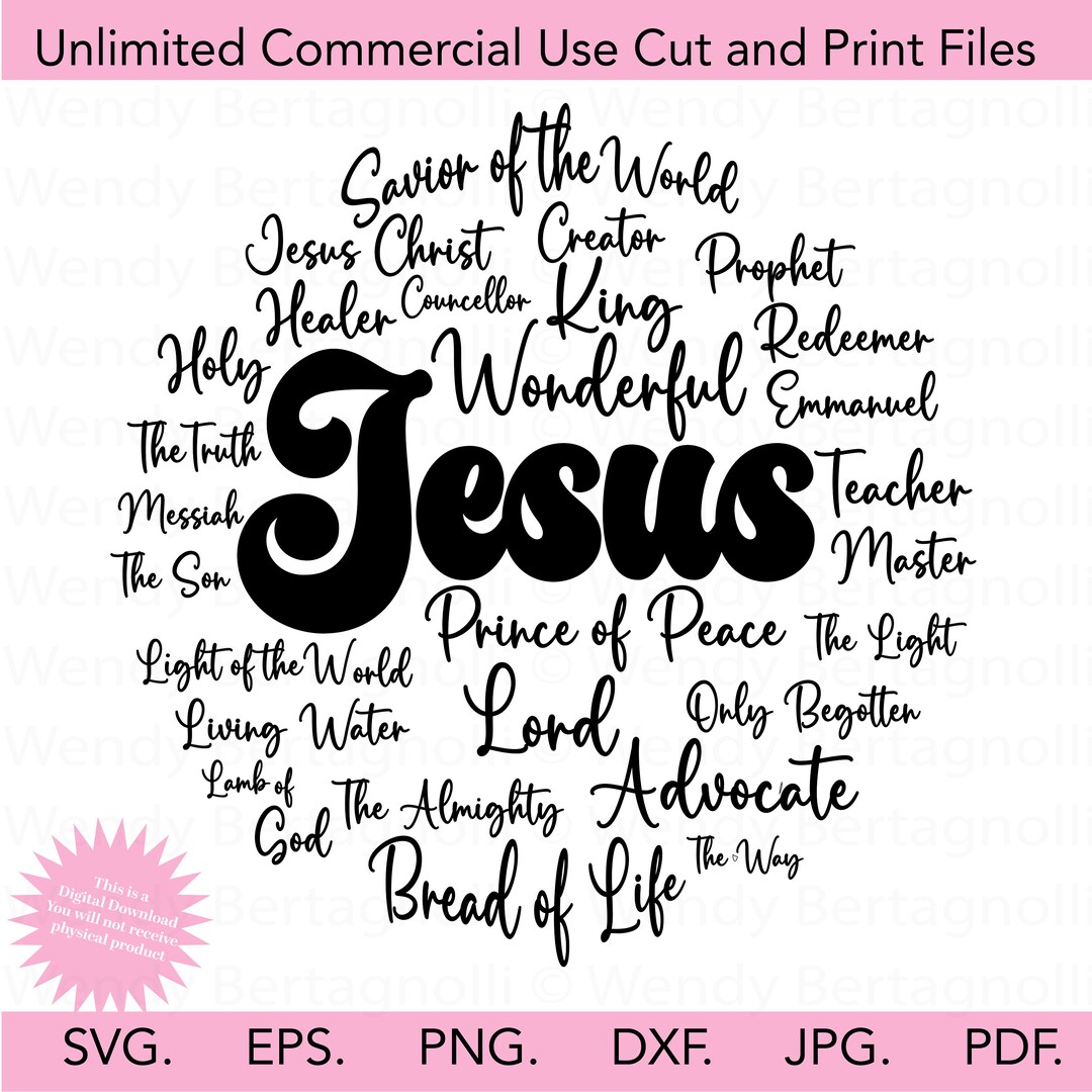 Names of Jesus Svg Instant Download Svg Silhouette Cricut - Etsy