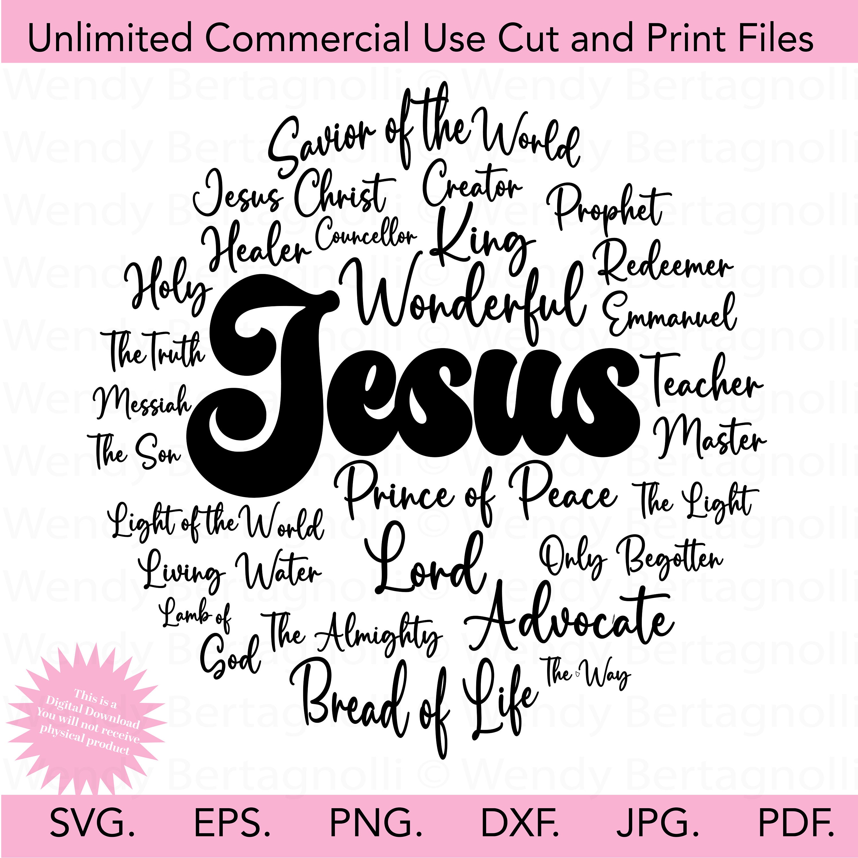 Names of Jesus Svg, Instant Download Svg, Silhouette, Cricut, Religious ...