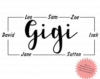 Custom SVG File GIGI and Children's Names Svg for Decal T-shirt ...