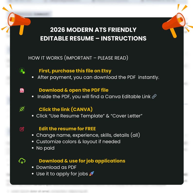 2026 ATS Friendly Resume Template | Cover Letter Include | Modern ...