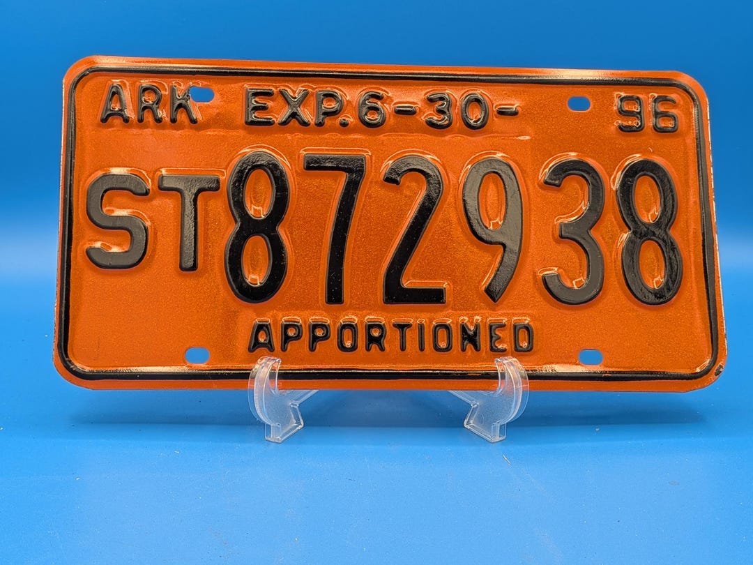 Vintage Arkansas Apportioned License Plate "st 872938" - Etsy