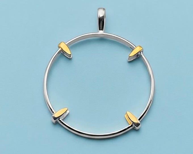 925 Sterling Silver Round Coin Bezel Pendant Blank, Coin Connector ...