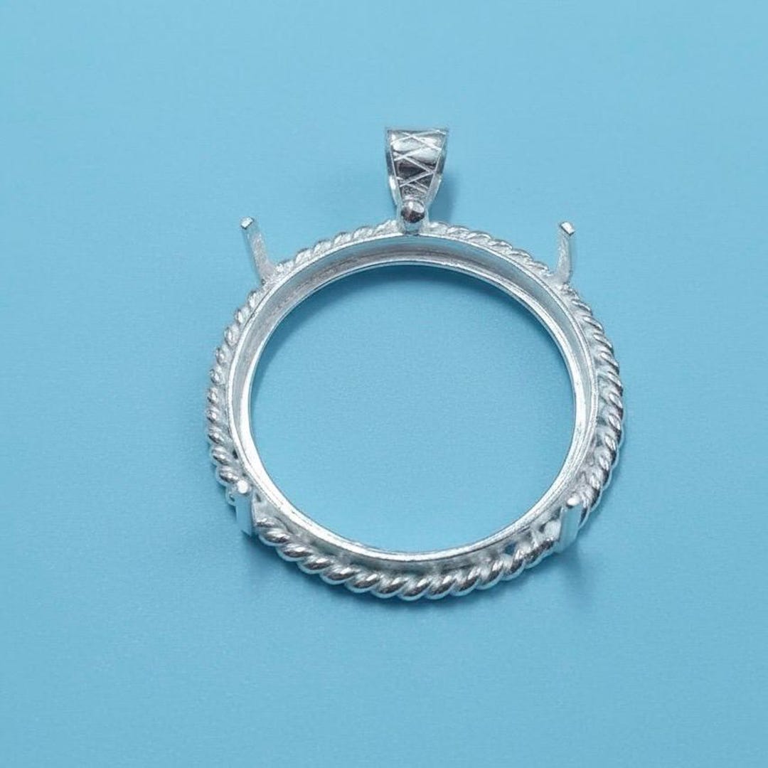 Sterling Silver Round Twisted Rope Bezel Setting, Coin Connector ...