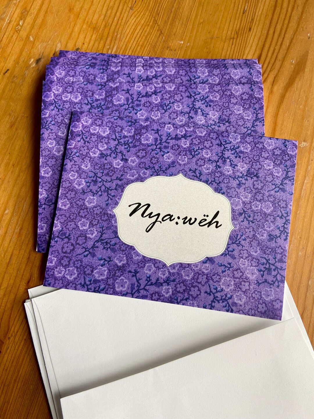 Thank You//seneca Purple Fabric Note Card Set (12) - Etsy