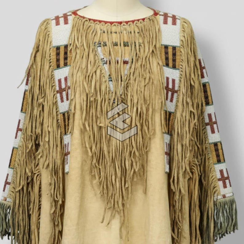 Handmade Suede Fringe Tunic | Beaded Tribal Design, Western Jacket - Etsy