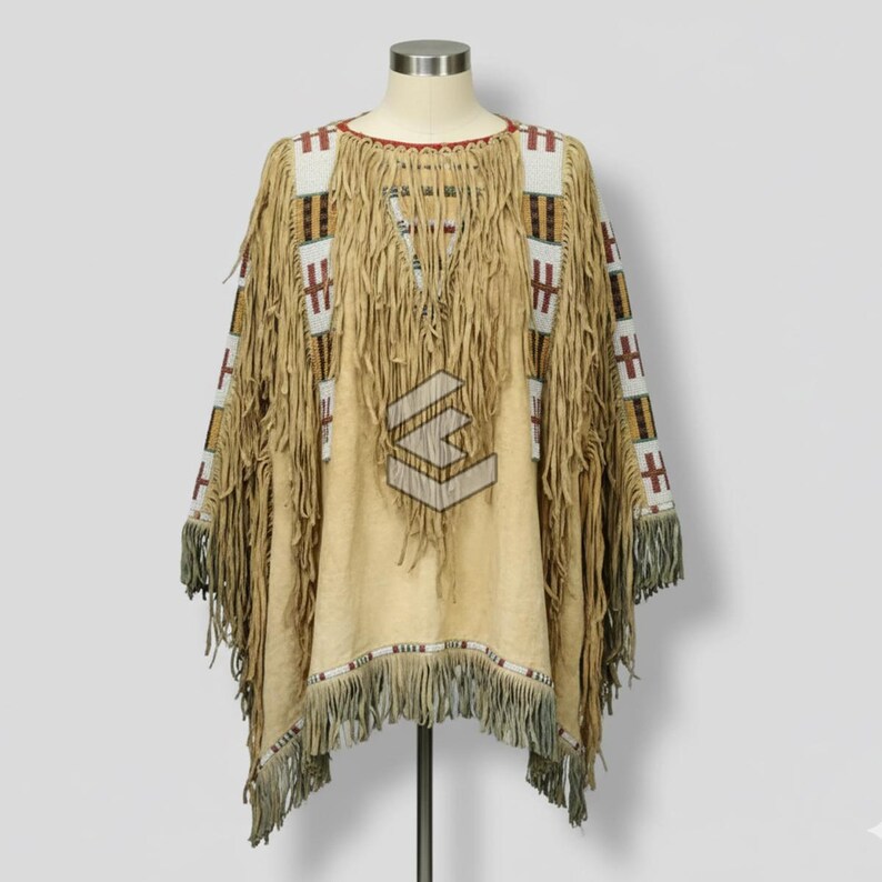 Handmade Suede Fringe Tunic | Beaded Tribal Design, Western Jacket - Etsy