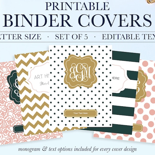 Printable Binder Covers Monogram Floral 8.5x11 | Etsy