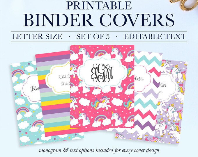 Cute School Binder Covers and Spines Printable, Pink Personalized ...