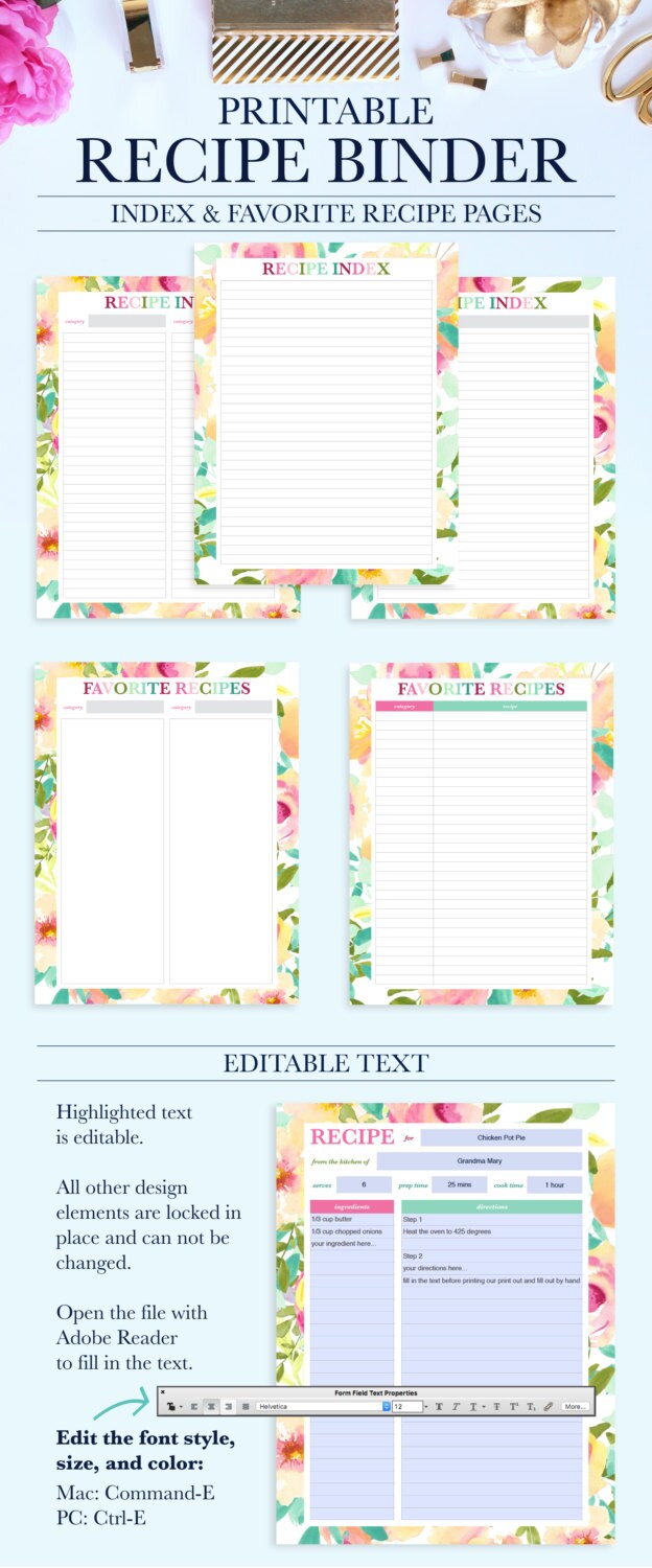 Family Recipe Binder Kit Personalized Recipe Book Binder | Etsy