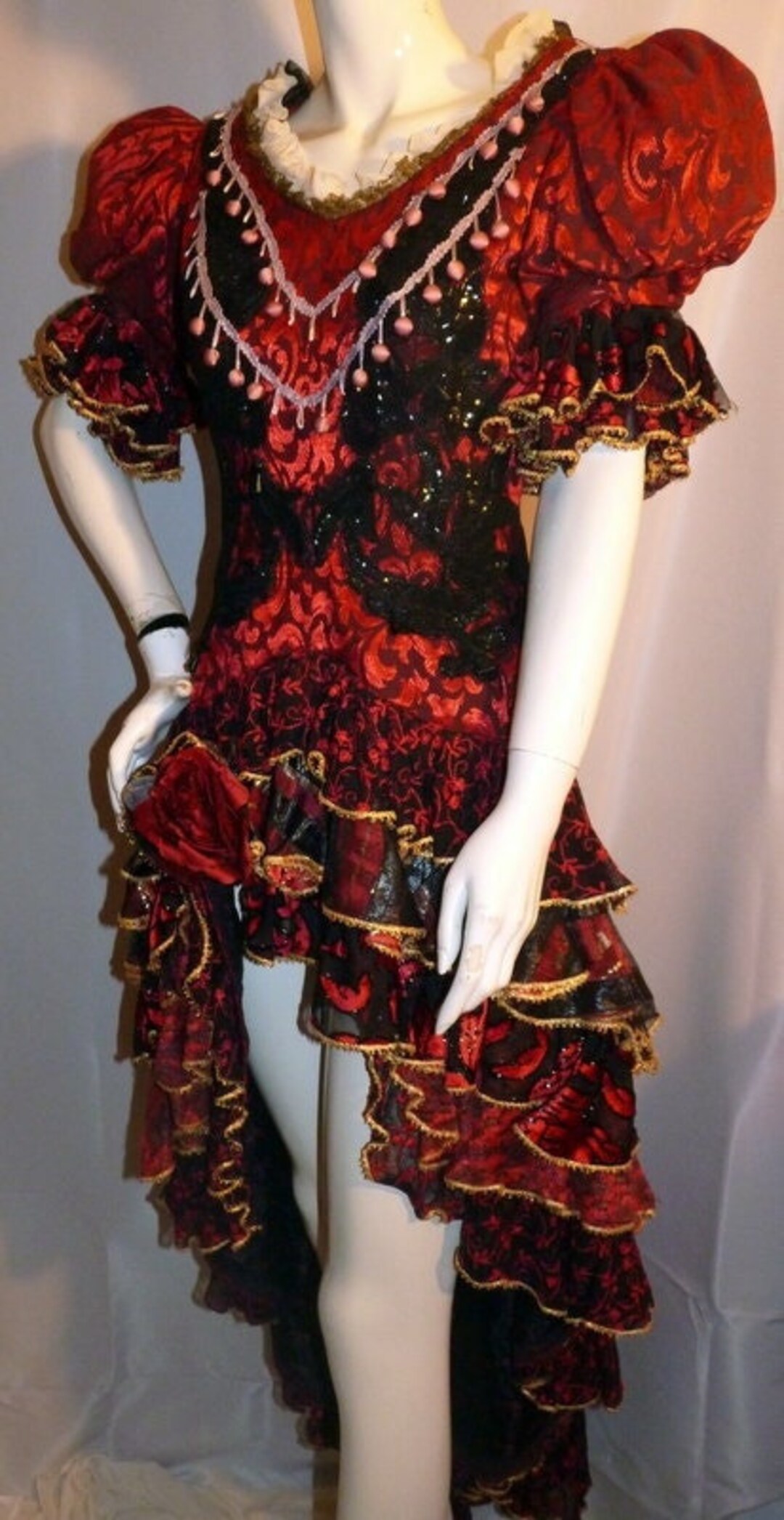 Red Vintage Bust 32" FLAMENCO Gypsy Dress *MOVIE WORN* Wardrobe Cosplay ...