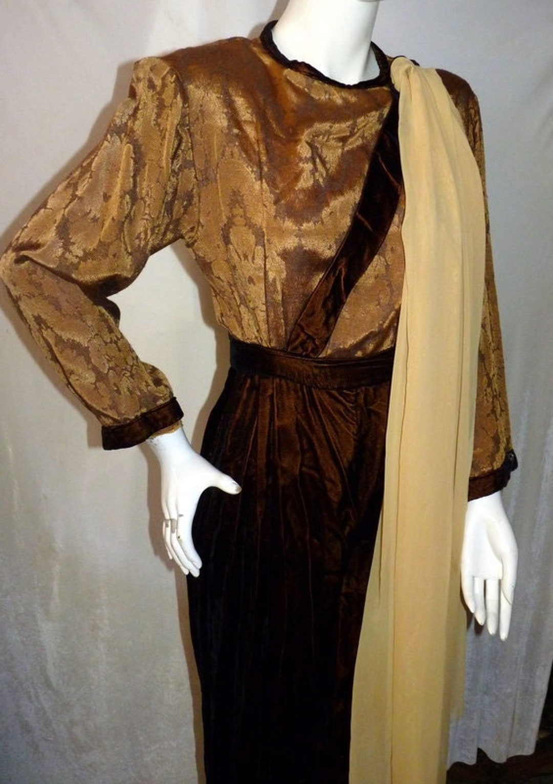 Repro 1930s 40s Velvet Evening Jumpsuit Cosplay Theatre Size Bust 40 ...