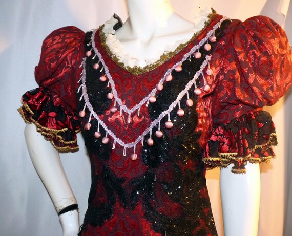 Red Vintage Bust 32" FLAMENCO Gypsy Dress *MOVIE WORN… - Gem