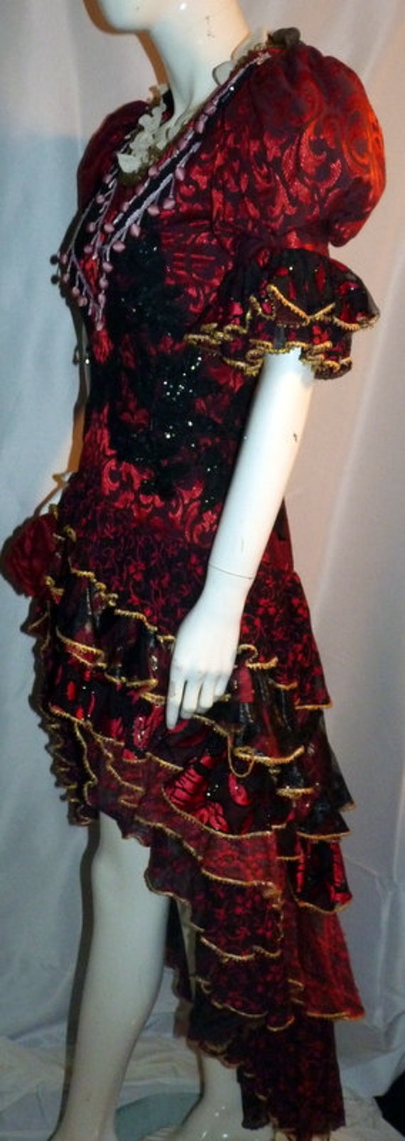 Red Vintage Bust 32" FLAMENCO Gypsy Dress *MOVIE WORN… - Gem
