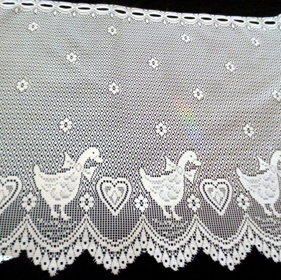 BEAUTIFUL New European DUCKS 24" Valance Fabric Lace Curtain Fabric by ...