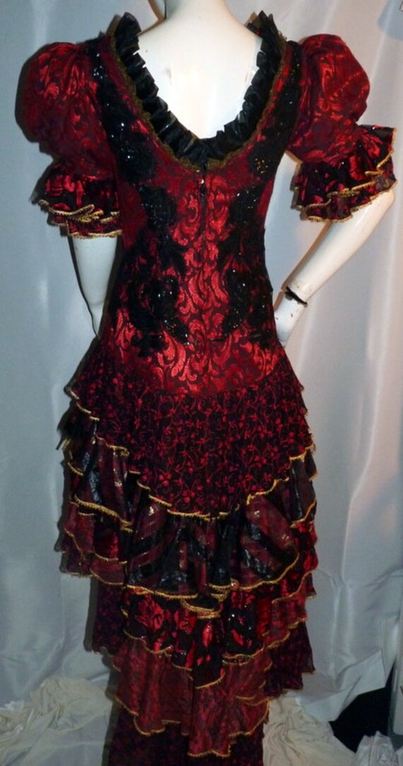Red Vintage Bust 32" FLAMENCO Gypsy Dress *MOVIE WORN… - Gem
