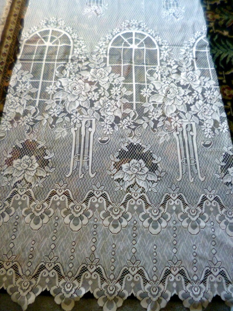 New European Long 103" Adjustable Sheer Lace Curtain Fabric Lace Fabric ...