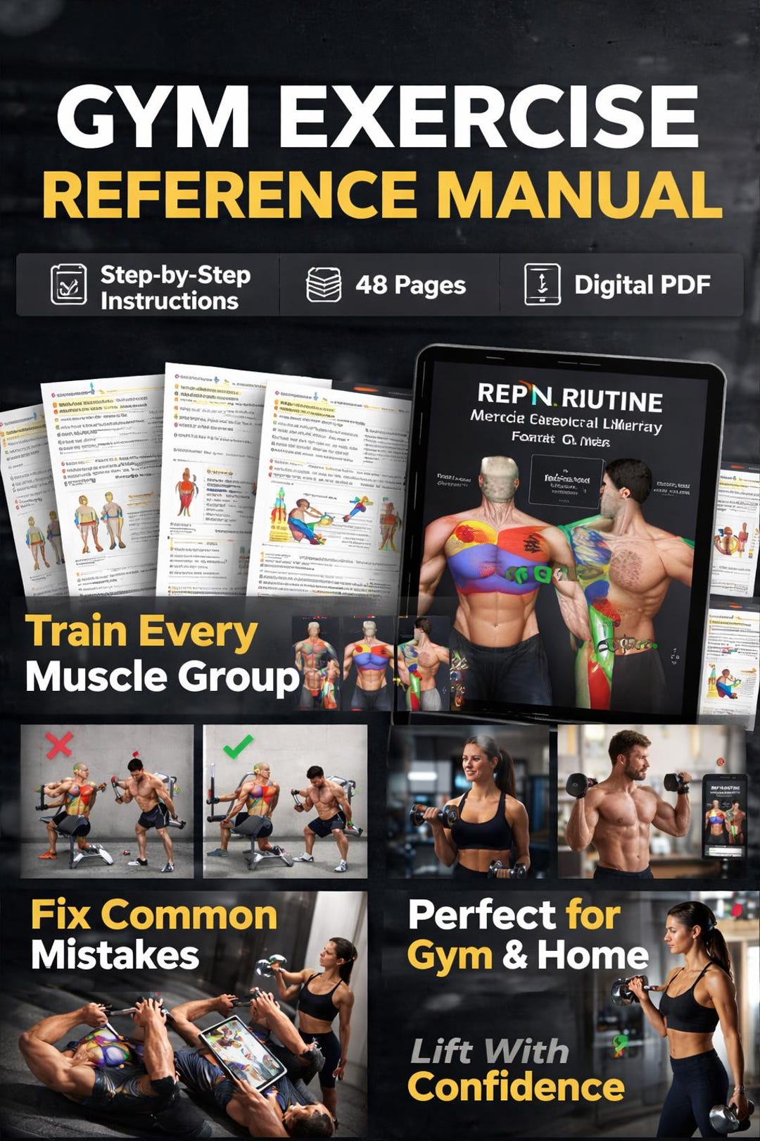Gym Exercise Reference Manual (PDF) | Strength Training Form ...