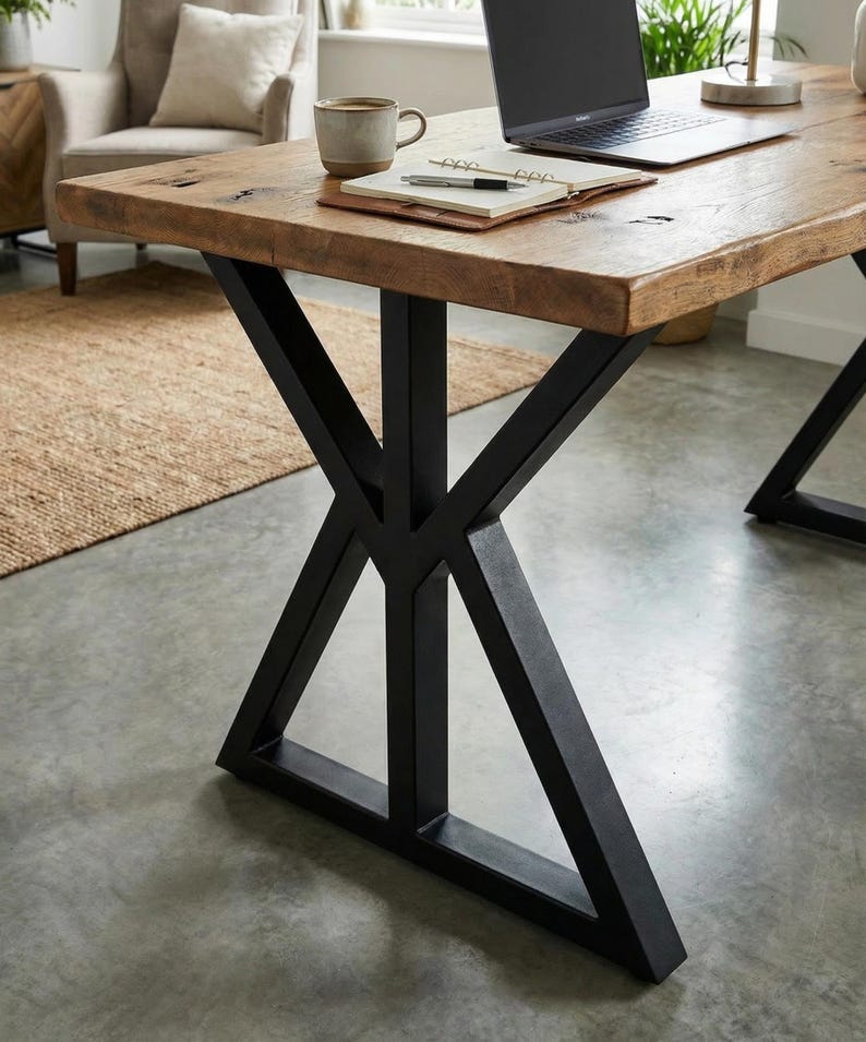Industrial X Frame Steel Table Legs | Heavy Duty Dining Table Base - Etsy
