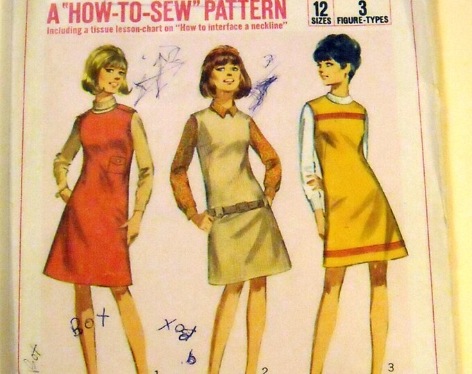 Vintage Simplicity 1960s Sewing Pattern 7217 Mod A-line Jumper With ...